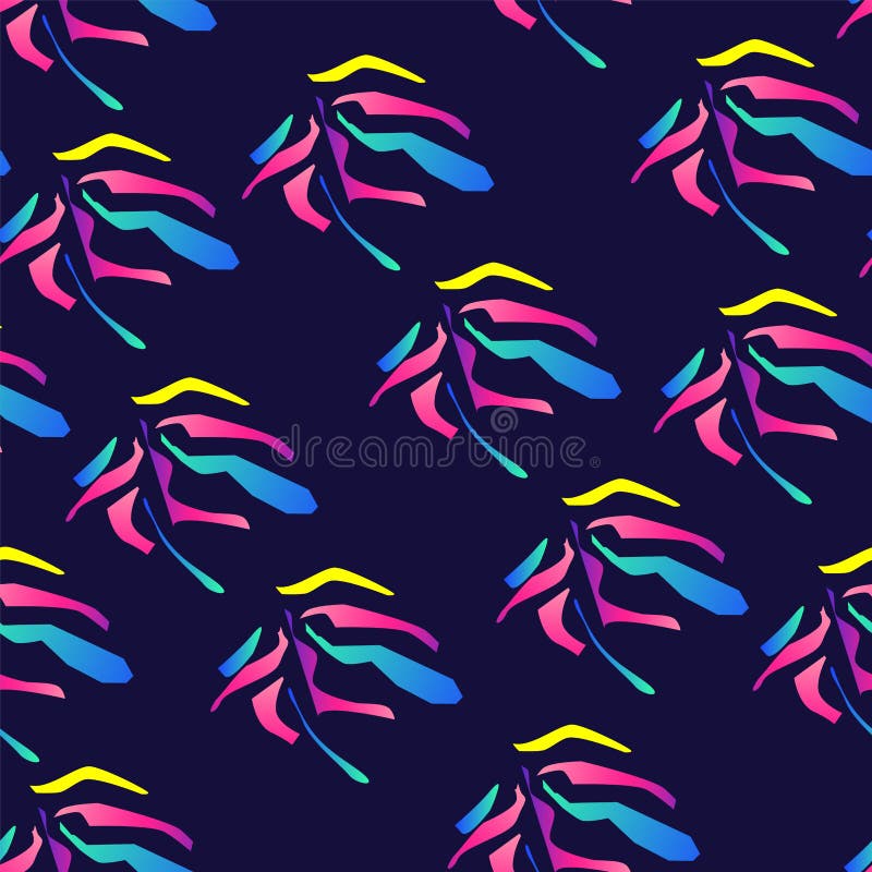 Abstract Seamless Vector Pattern with Gradient Geometry Leaves Stock ...