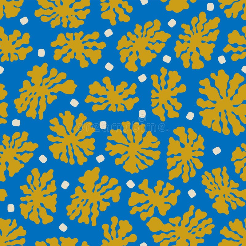 Vector Simple and Abstract Flower Illustration Seamless Repeat Pattern ...