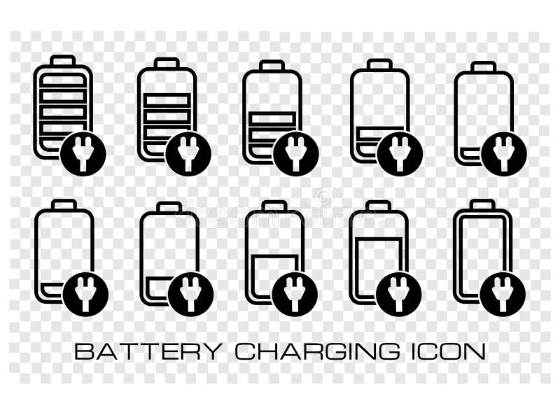 Set of Battery Charging Icon. Vector Illustration. Stock Vector ...