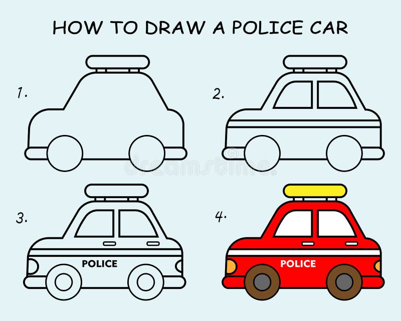 Step by Step To Draw a Police Car. Drawing Tutorial a Police Car ...