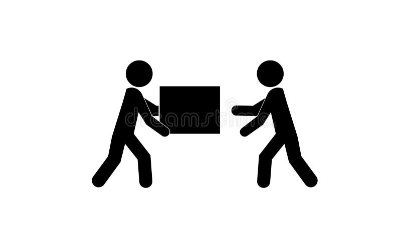 Delivery Man Giving Box To Other Man Icon. Stock Illustration ...