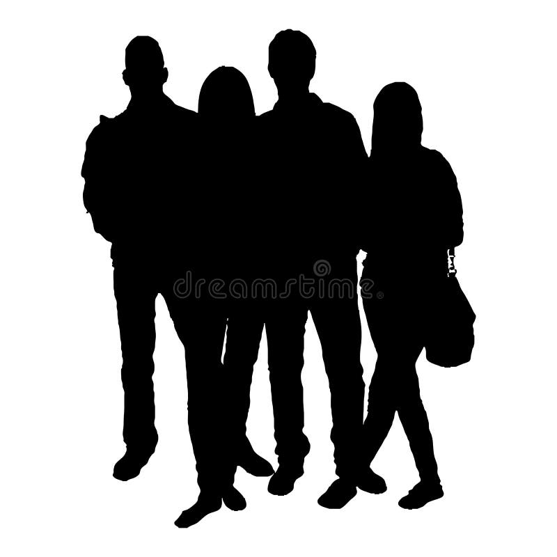 College Students Silhouette Standing Stock Vector - Illustration of ...