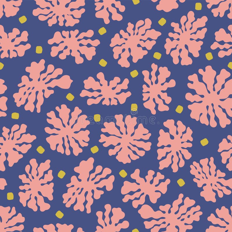 Vector Simple and Abstract Flower Illustration Seamless Repeat Pattern ...