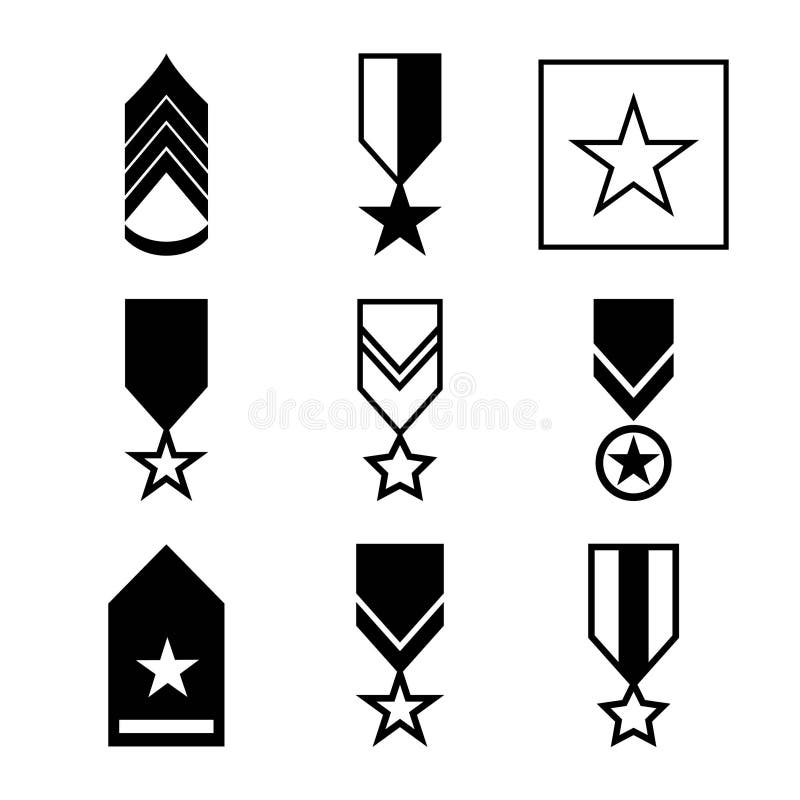 Military rank icon set. stock vector. Illustration of soldier - 258002637