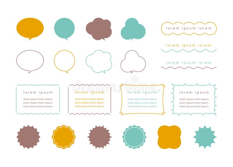 Set of Speech Bubbles, Stickers, Frames for Text and Titles. Stock ...