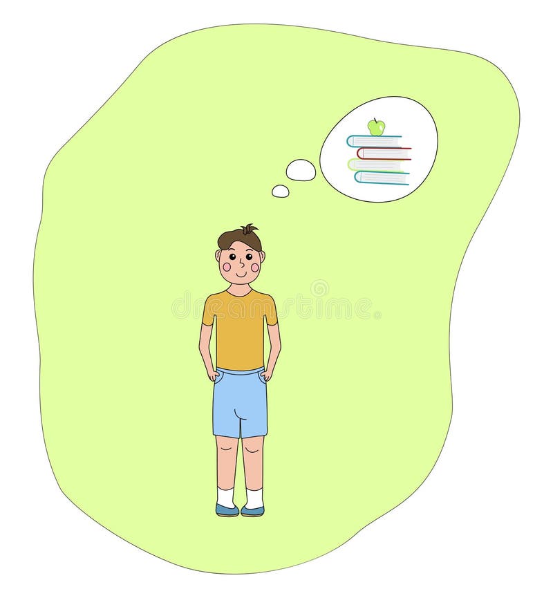 Little Boy Dreams of Learning To Read Stock Vector - Illustration of ...