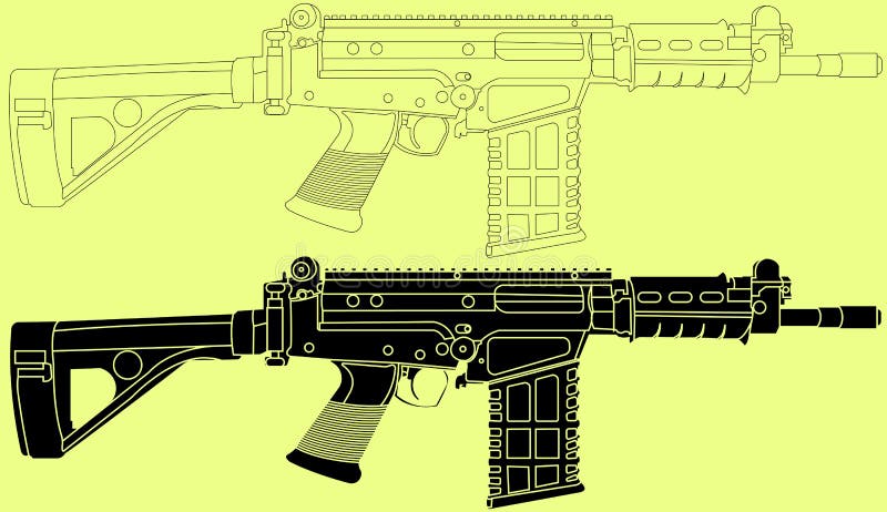 DSA SA58 FAL Rifle Carbine stock vector. Illustration of automatic ...