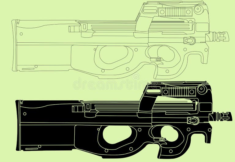 FN-P90 machine Gun stock vector. Illustration of shirt - 258273299