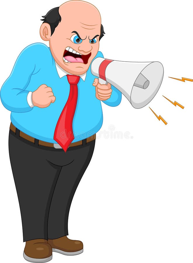Cartoon Angry Police with Megaphone Stock Vector - Illustration of ...