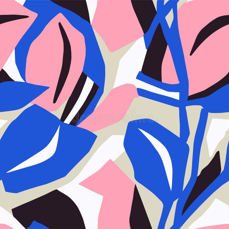 Vector Abstract Leaf Illustration Seamless Repeat Pattern Stock Vector ...