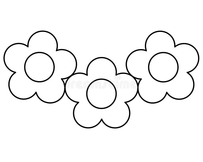 A Simple Wreath of Three Flowers - a Vector Linear Picture for Coloring ...