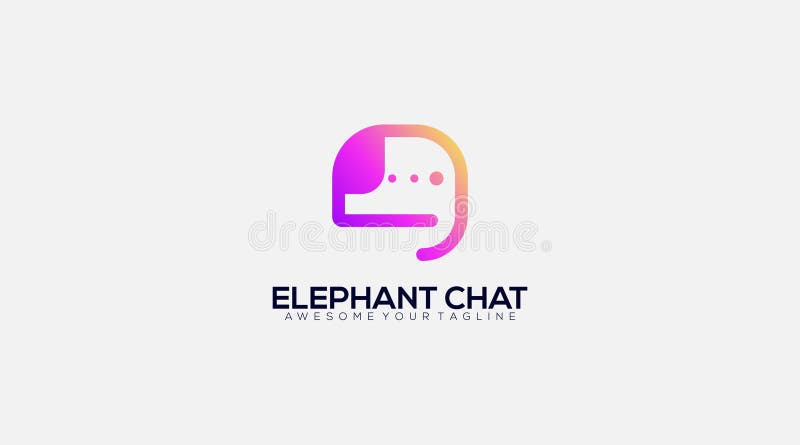 Simple Elephant Logo Design Combination with Chat Symbol Stock ...