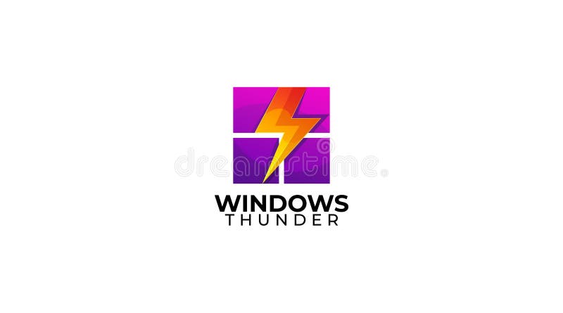 Windows Thunder Vector Logo Element with a Roof, Windows and Lightning ...
