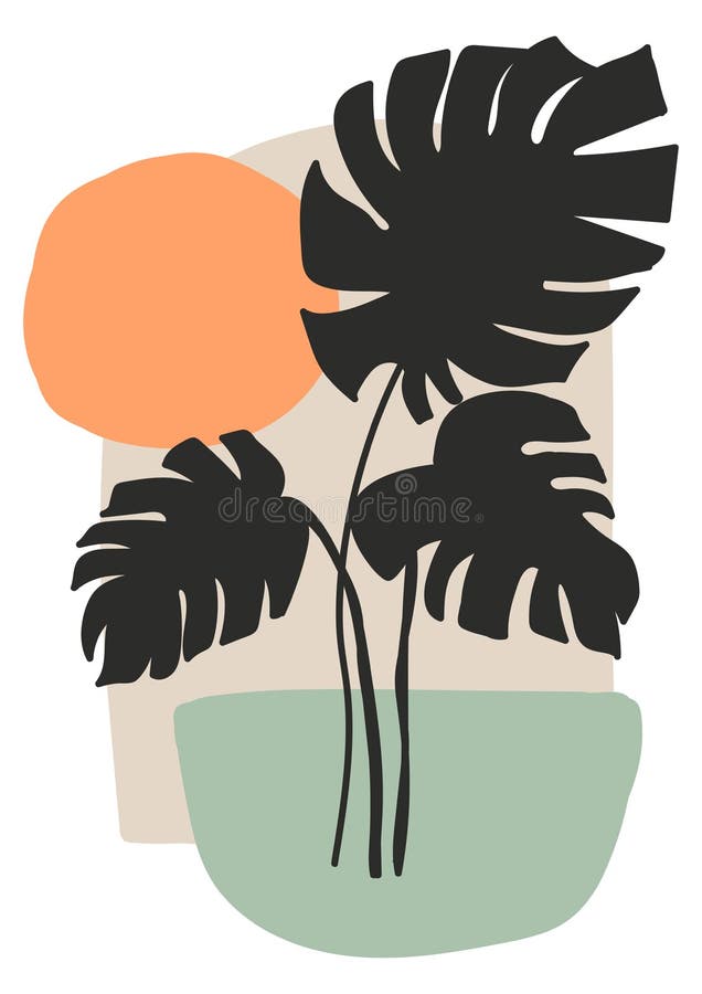 Minimal Art Abstract Plants Vector Design Stock Illustration ...