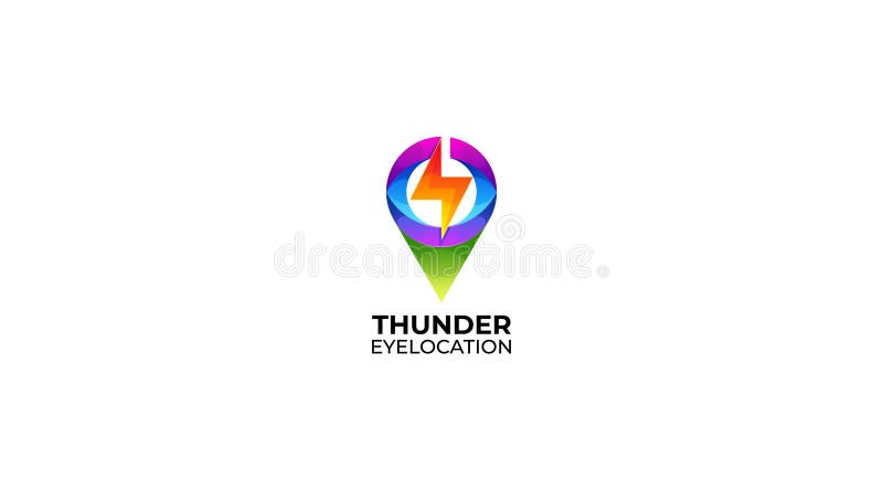 Thunder Eye Location with Gradient Colour Logo Design Stock ...