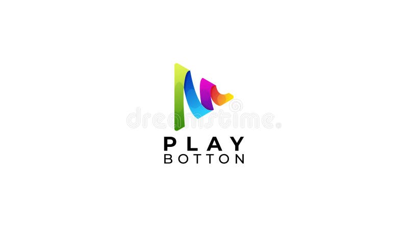 Colourful Play Botton Flat Icon Vector Logo Design Stock Illustration ...