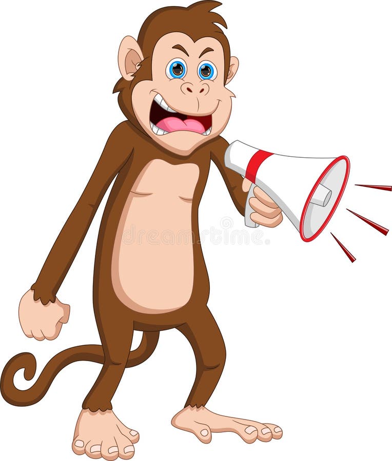 Cartoon Cute Monkey Screaming with a Megaphone Stock Vector ...