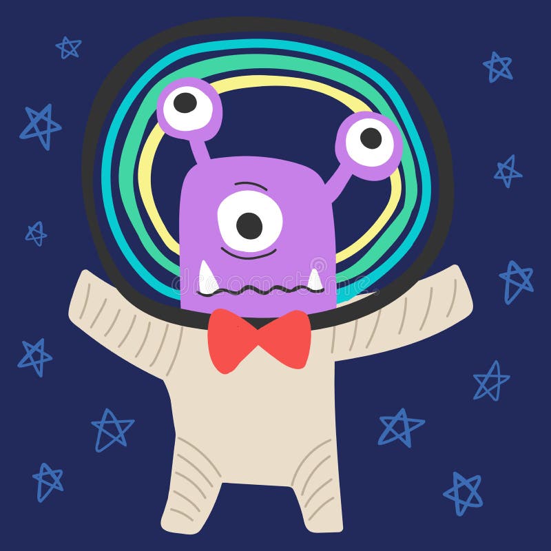 Cute Character Space Aliens Stars and Planets Vector Stock Vector ...
