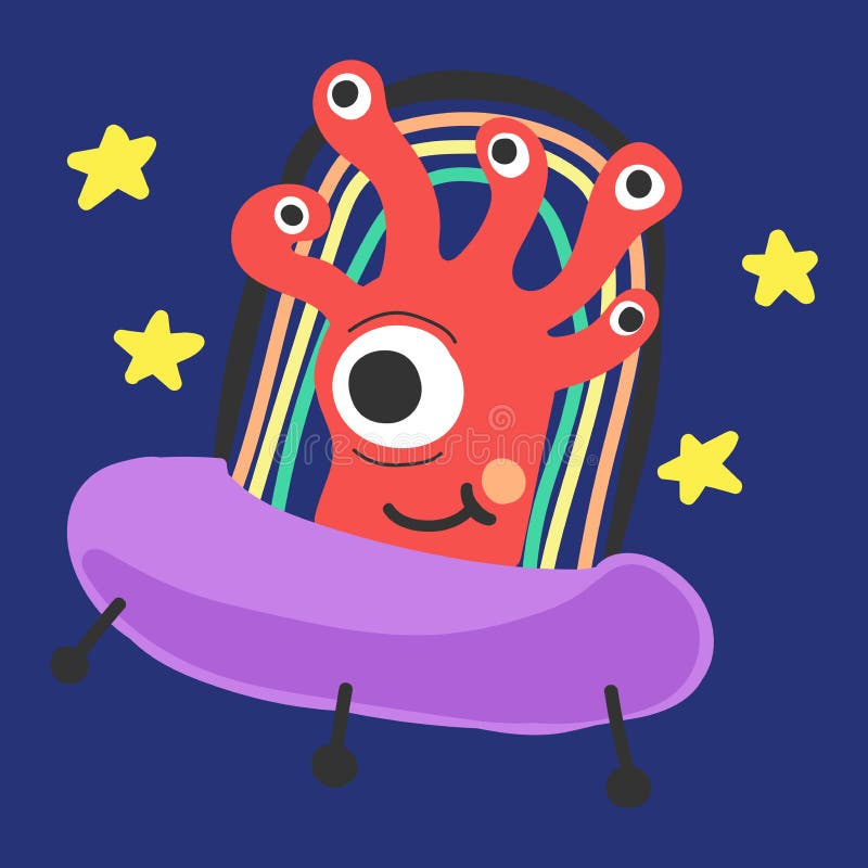 Cute Character Space Aliens Stars and Planets Vector Stock Vector ...