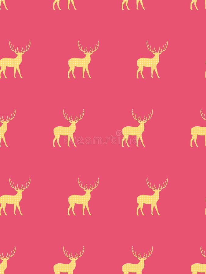 Seamless Yellow Color Deer on Pink Background Stock Vector ...