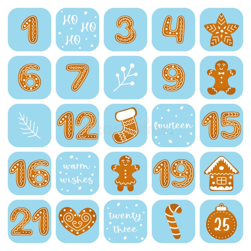 Numbers from 0 To 9 in Gingerbread Cookies Style. Christmas and Winter ...