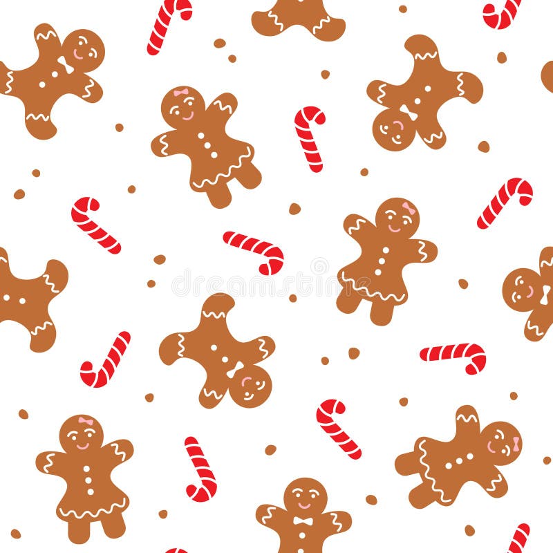 Gingerbread Man Candy Canes Pattern Stock Illustrations – 95 ...