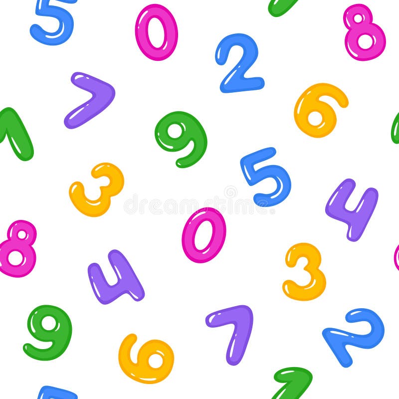 Kids Seamless Pattern with Colorful Cartoon Numerals. Nursery Theme ...