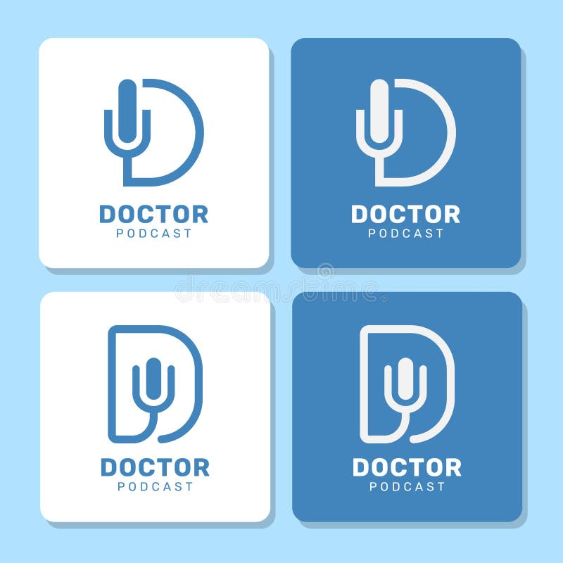 Flat Design Doctor Podcast Logo Template Collection Stock Vector ...