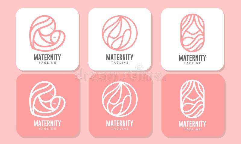 Flat Design Maternity Logo Templates Collection Stock Vector ...