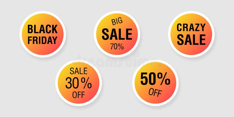 Ð¡ollection of Black Friday Sale Stickers. Bright Orange Discount ...