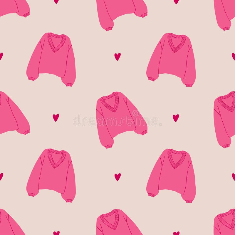 Cozy Pink Sweater and Hearts Stock Vector - Illustration of hearts ...