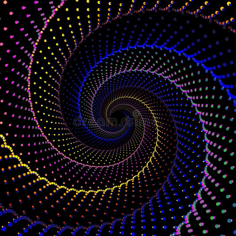 Colorful Dotted Squares Spiral Vortex Background Stock Vector ...