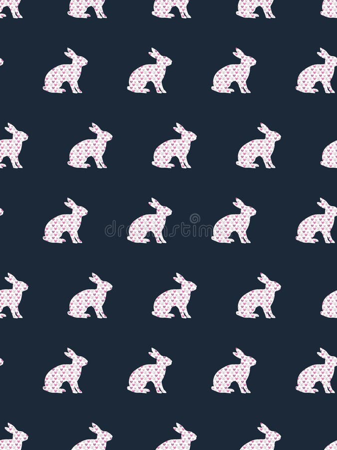 Rabbit Shape Hearts Seamless Pattern Stock Vector - Illustration of ...
