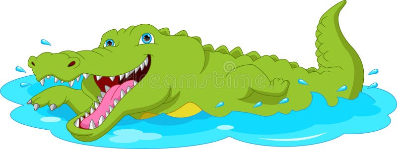 Cartoon Cute Crocodile Swimming Stock Vector - Illustration of doodle ...
