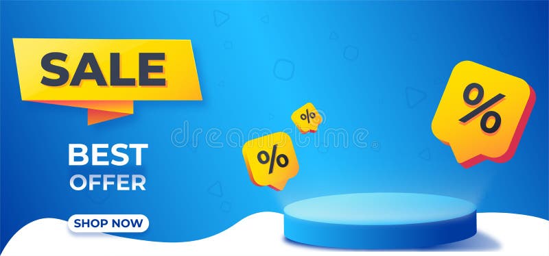 Sale Banner with Podium, Blue Background, Best Offer. Template for ...
