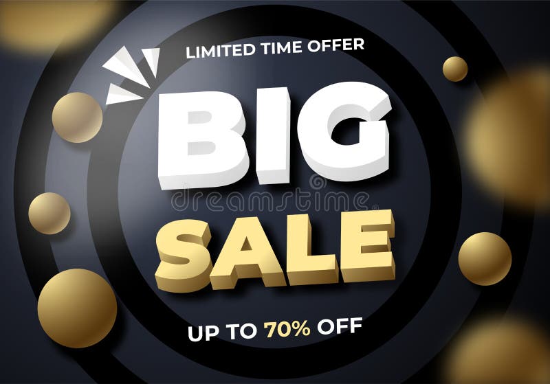 Web Sale Banner, Big Sale Banner Promotion, Up To 70 Off, Circle Black ...
