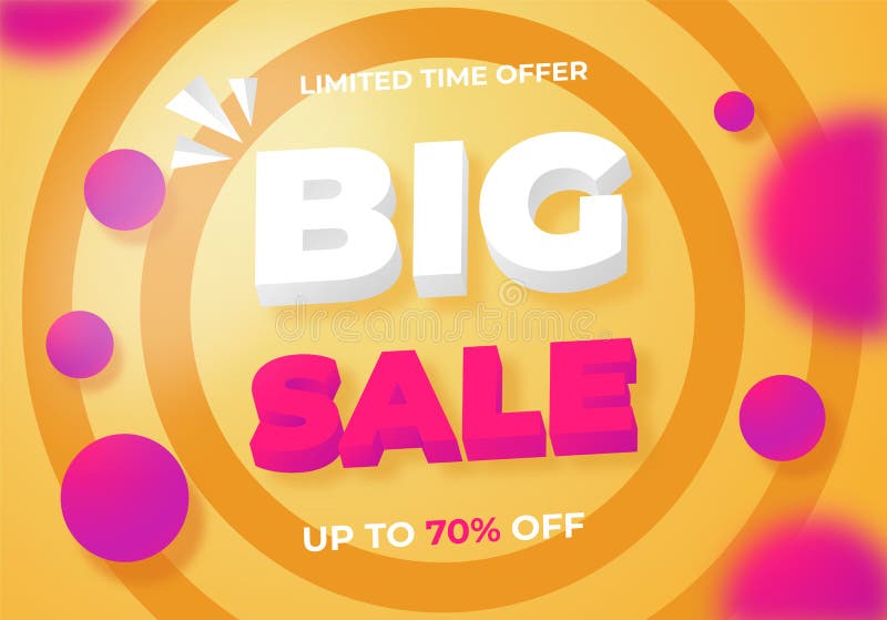 Web Sale Banner, Big Sale Banner Promotion, Up To 70 Off, Circle Orange ...