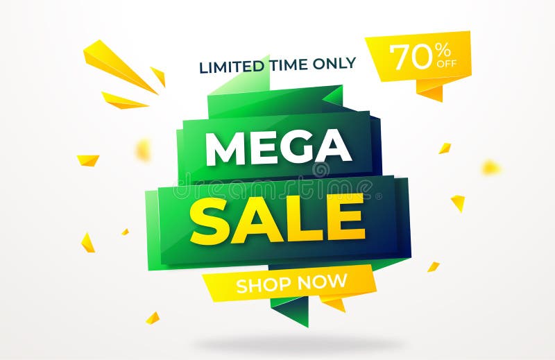 Mega Sale Banner, Up To 70 Off, Limited Time Offer. Banner for Store ...