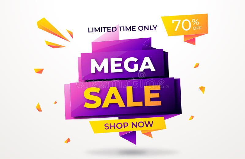 Mega Sale Banner, Up To 70 Off, Limited Time Offer. Banner for Store ...
