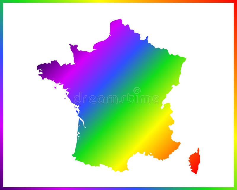 Rainbow Colored Gradient Map of Country France Isolated on White ...