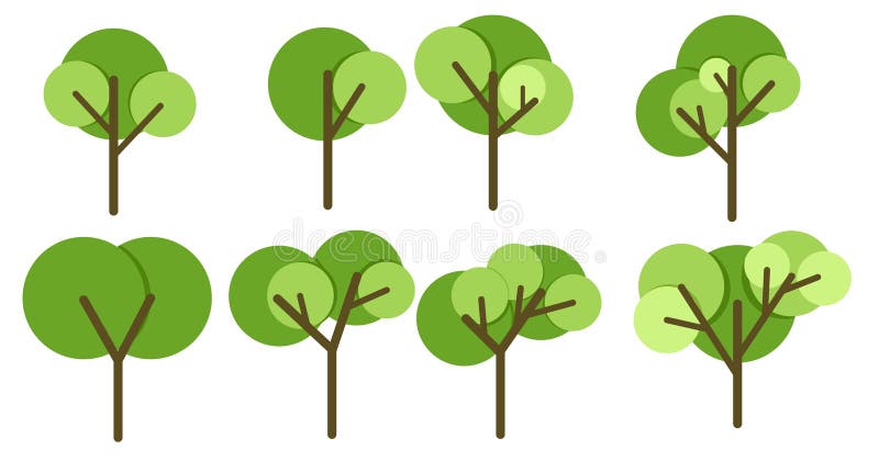 Simple Tree Drawing in Flat Design Stock Vector - Illustration of ...