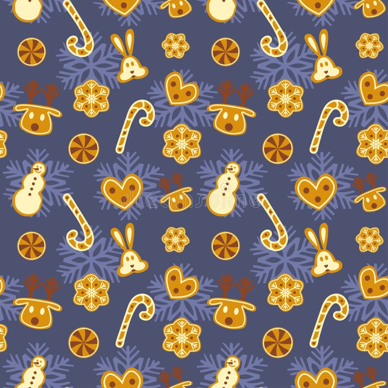 Winter Bright Seamless Pattern. a Set of Gingerbread Cookies on a ...