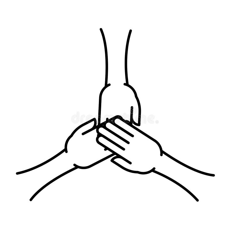 Three Hands on Top of Each Other Icon. People Connected by Hands ...