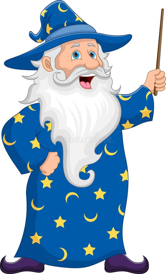 Cartoon Old Wizard Cartoon Old Wizard Holding a Wand Stock Vector ...