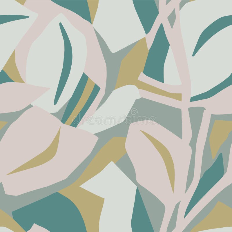 Vector Abstract Leaf Illustration Seamless Repeat Pattern Stock Vector ...