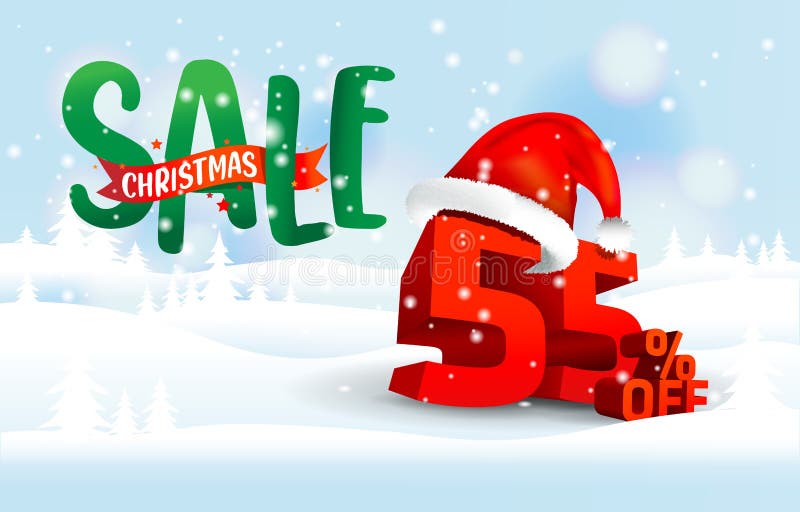 Christmas Sale 55 Off Promo. Xmas or Christmas Discount Concept with ...