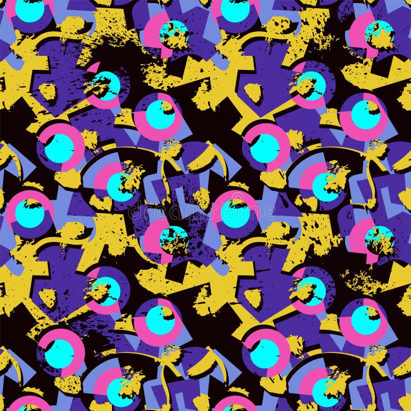 Seamless Abstract Creative Geometry Pattern with Curved Elemets and ...