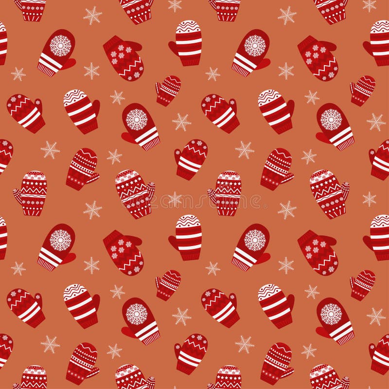 Winter Seamless Pattern. a Set of Winter Mittens with Colorful Patterns ...