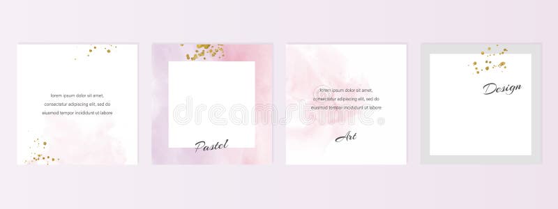Watercolor Social Media Post Layouts in Pastel Pink. Templates for ...