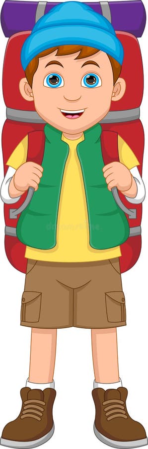 Funny Adventure Boy Cartoon Stock Vector - Illustration of backpack ...